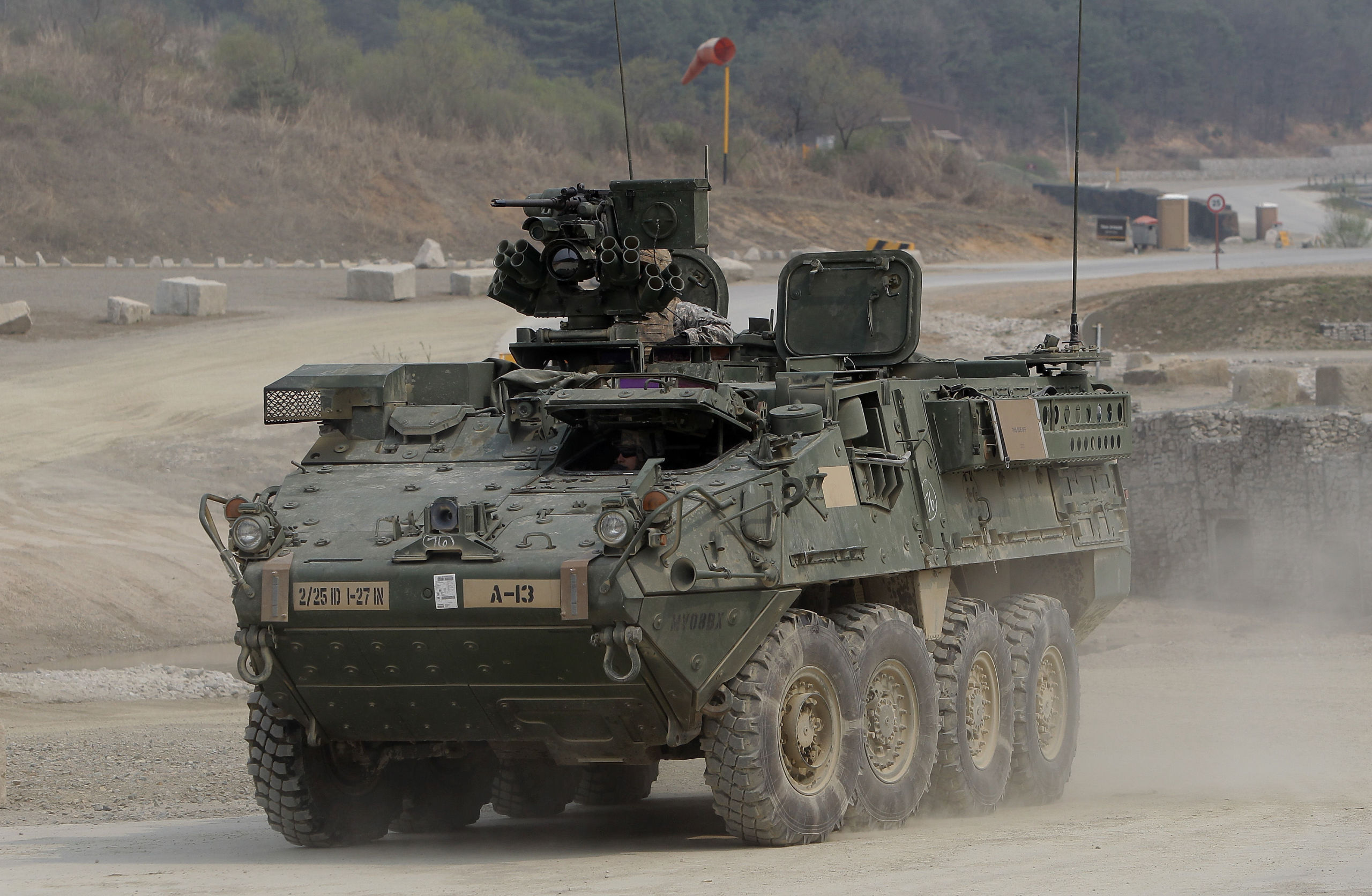 Us Army Stryker Assault Vehicles Drive Through Baghdad Iraq May