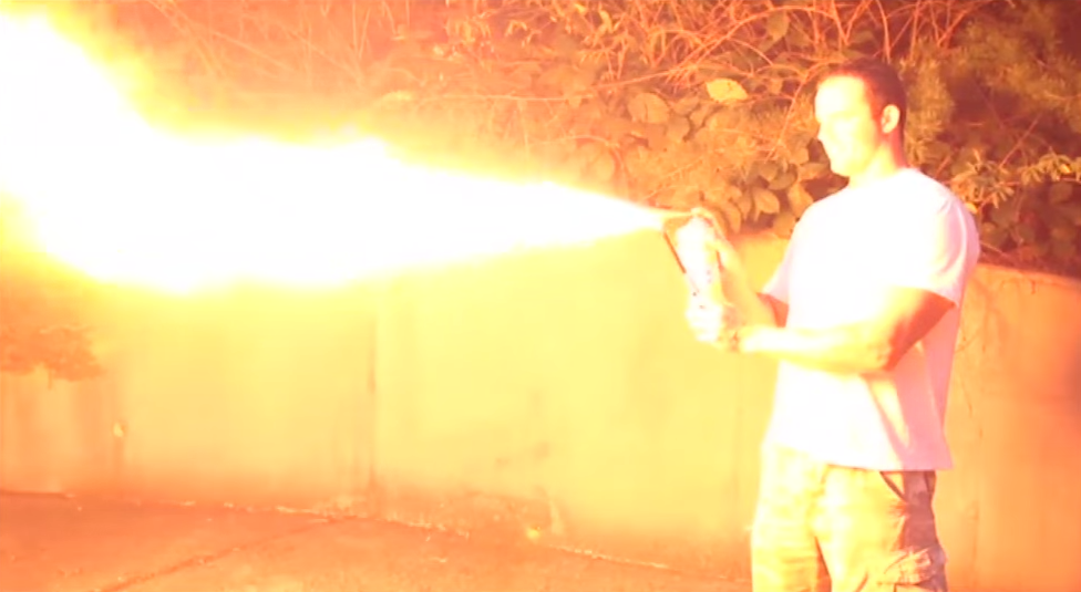 Homemade Flamethrower Used to Kill Cockroaches Sparks Fire